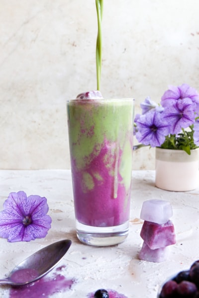Iced Blueberry Matcha Latte Recipe - Cooking With Parita